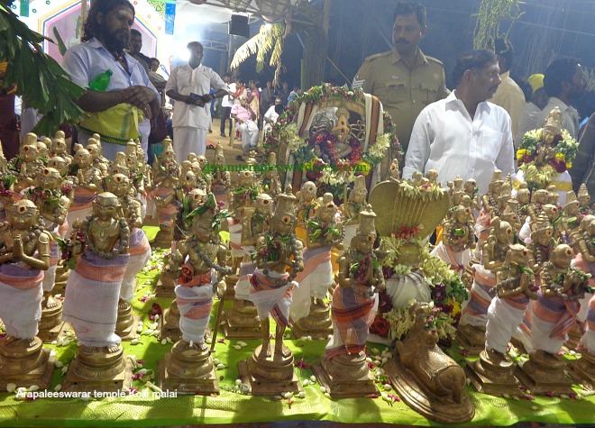 Bronze images of nayanmars at the yagasala at the Kumbabishekam of ...